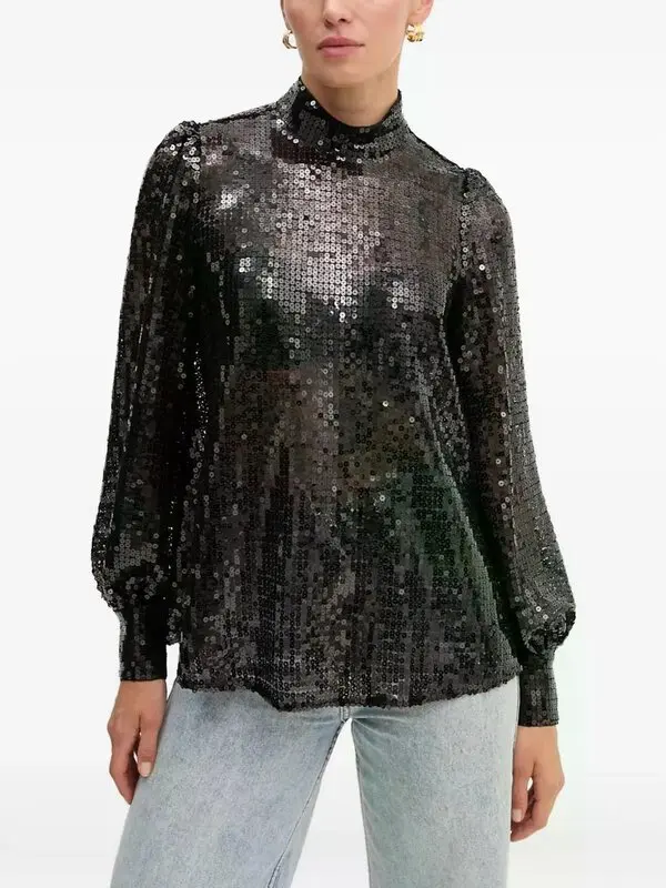 ALLSAINTS Sequin Embellished High-neck Blouse