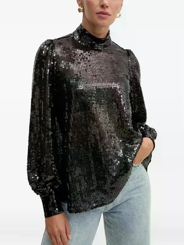 ALLSAINTS Sequin Embellished High-neck Blouse