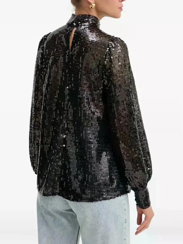 ALLSAINTS Sequin Embellished High-neck Blouse