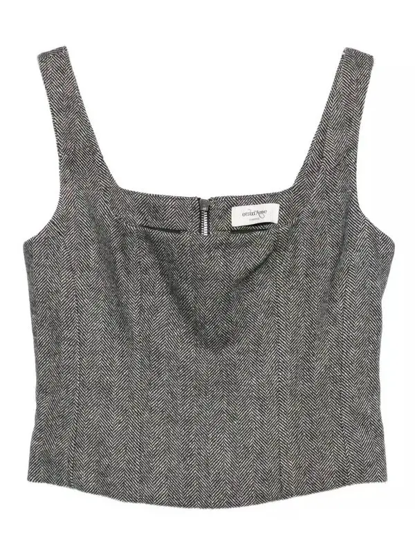 OTTOD'AME Herringbone Square-neck Sleeveless Top