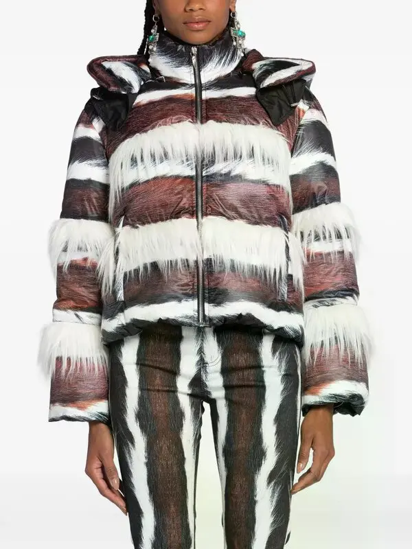 Roberto Cavalli Striped Fur-trimmed Jacket