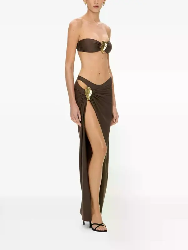 KOROBEYNIKOV Gold-embellished Side-split Skirt