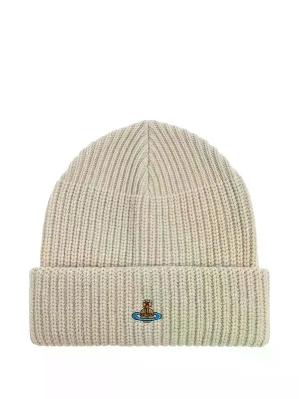 VIVIENNE WESTWOOD Orb-embroidered Beanie - Neutrals