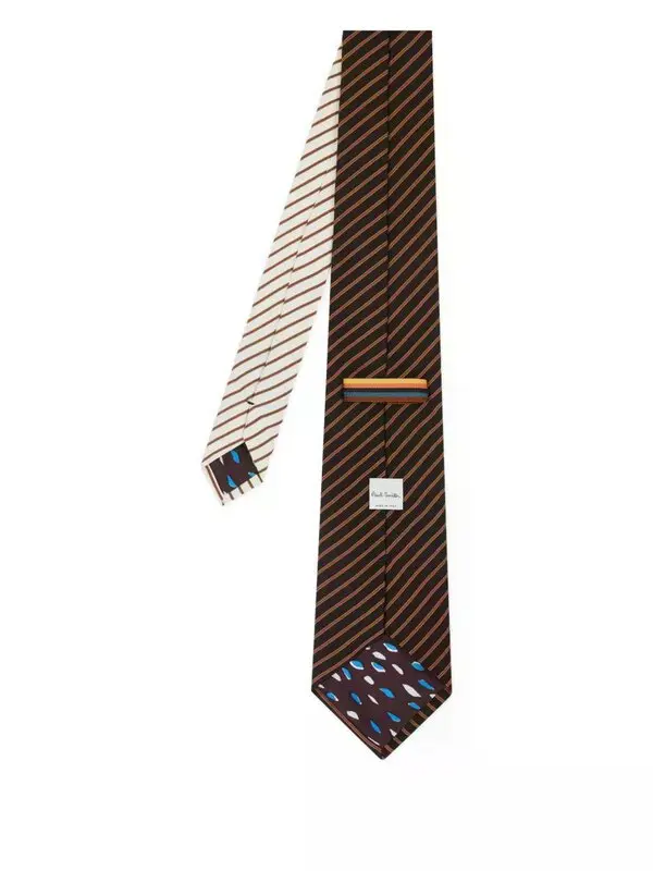 Paul Smith Striped Neck Tie - Brown