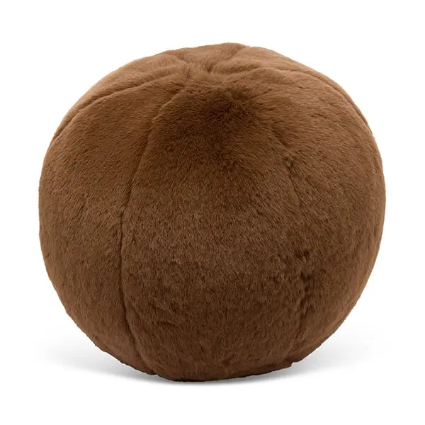 Aqua Big Rabbit Faux Fur Ball Pillow Exclusive - Cracked Leather