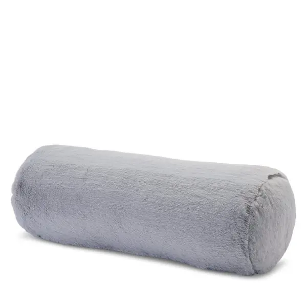 Aqua Big Rabbit Faux Fur Bolster Decorative Pillow Exclusive - Cool Grey