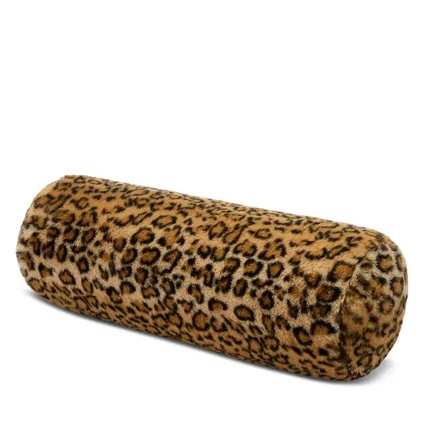 Aqua Big Rabbit Faux Fur Bolster Decorative Pillow Exclusive - Leopard