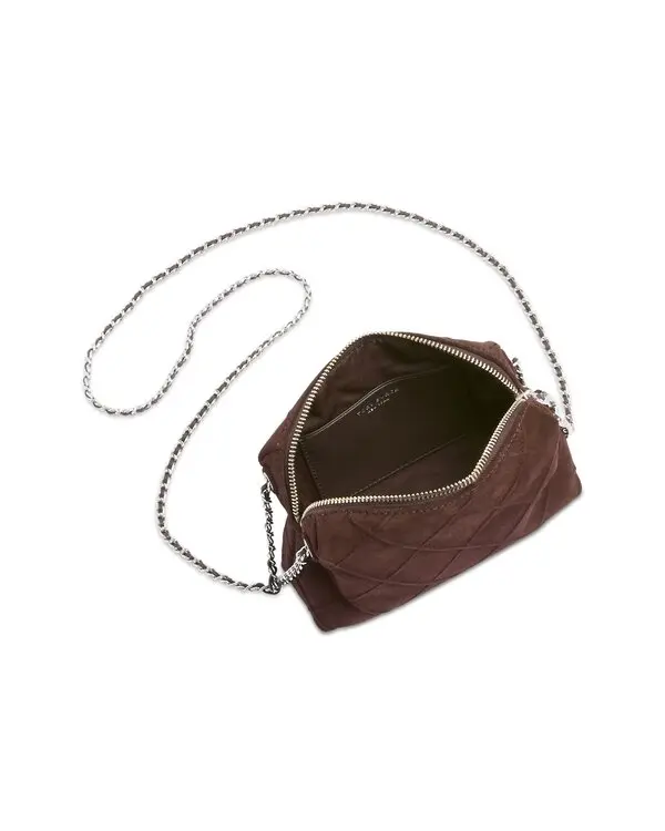 Tory Burch Fleming Quilted Suede Crossbody Bag - Licorice