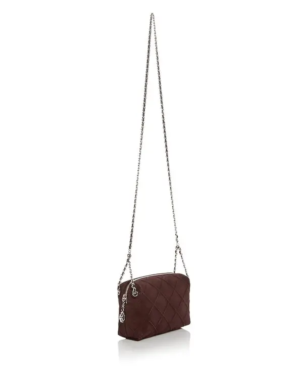 Tory Burch Fleming Quilted Suede Crossbody Bag - Licorice