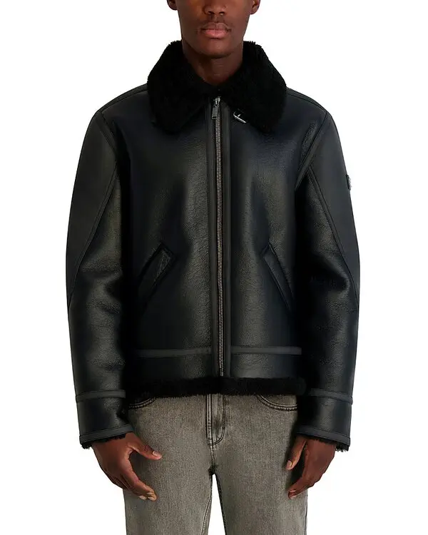Karl Lagerfeld Paris Sherpa Fleece Lined Faux Leather Jacket