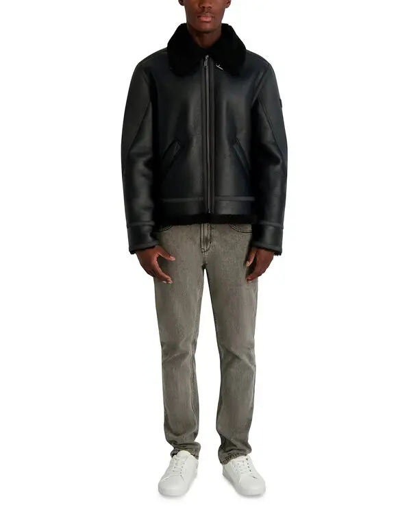 Karl Lagerfeld Paris Sherpa Fleece Lined Faux Leather Jacket