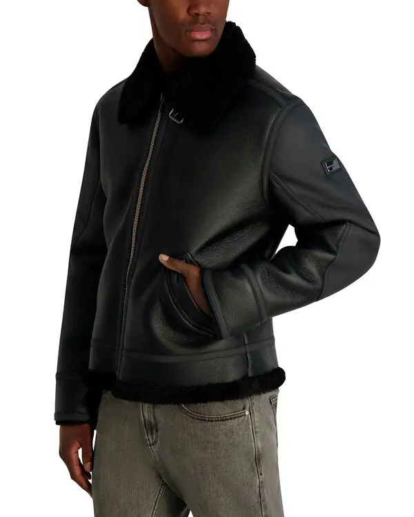 Karl Lagerfeld Paris Sherpa Fleece Lined Faux Leather Jacket