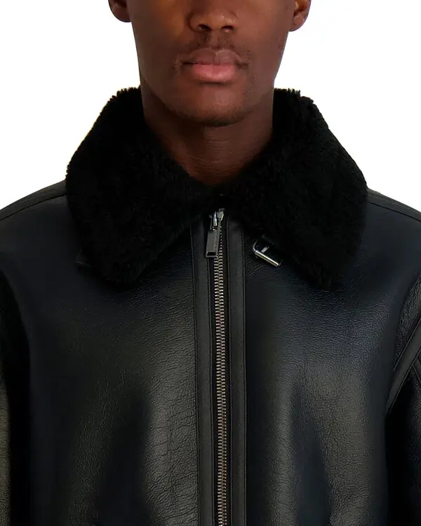 Karl Lagerfeld Paris Sherpa Fleece Lined Faux Leather Jacket