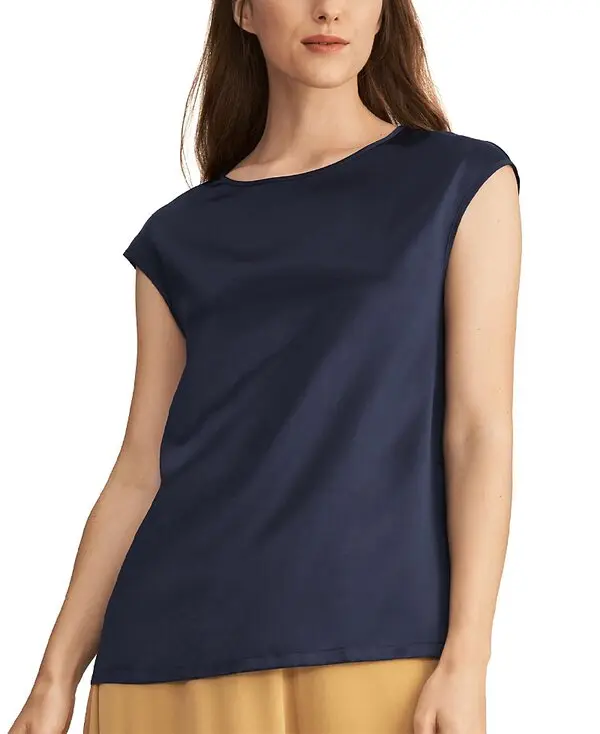 Lilysilk Basic Cap Sleeves Silk Tee - Navy Blue