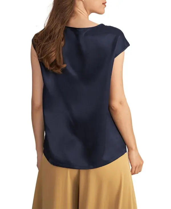 Lilysilk Basic Cap Sleeves Silk Tee - Navy Blue
