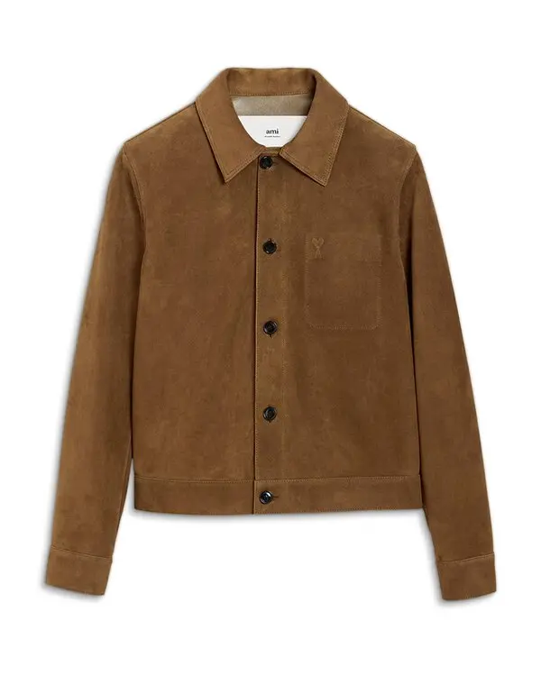 AMI Paris Regular Fit Leather Jacket - Hazelnut
