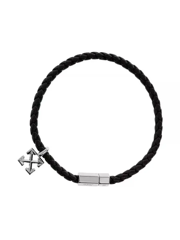 Off-White Arrows-charm Leather Bracelet - Black