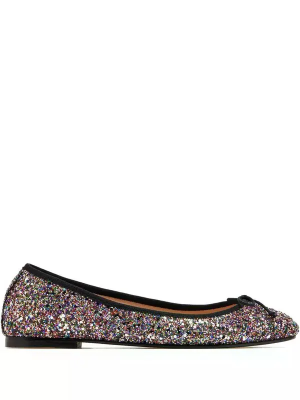 HOUSE OF BALLERINAS Glitter Bow Ballerina Flats - Black