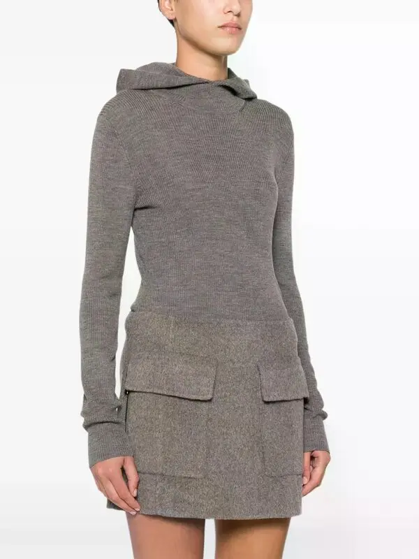 P.a.r.o.s.h Hooded Ribbed Bodysuit - Grey