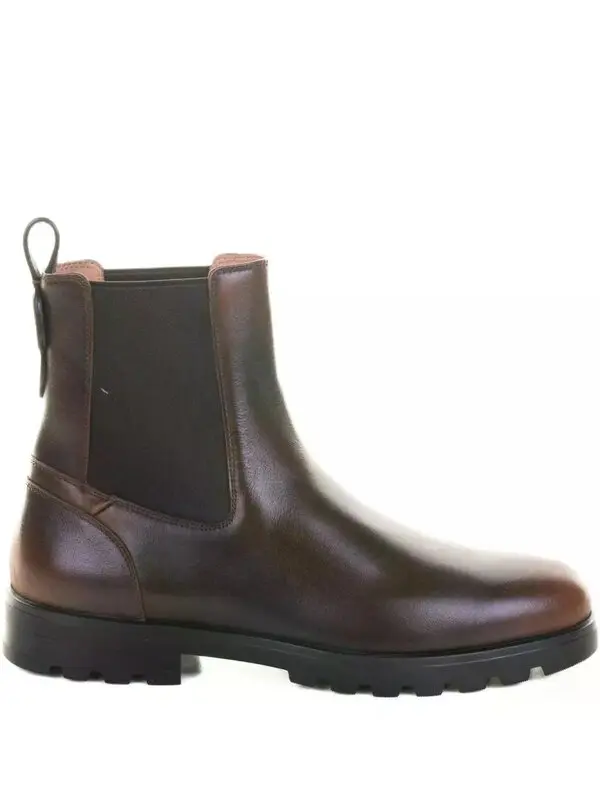 Santoni Leather Chelsea Boots With Elastic Panels