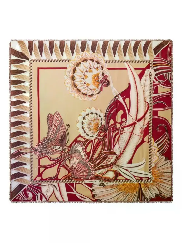 FERRAGAMO Floral-print Scarf - Neutrals
