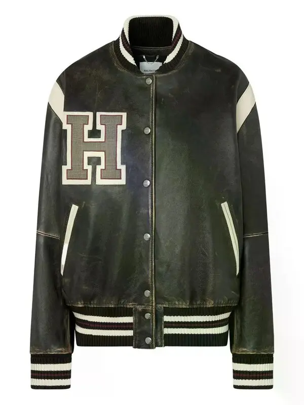 HALFBOY Leather Bomber Jacket - Black