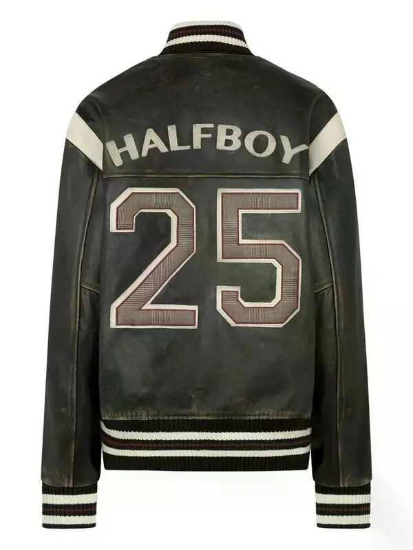 HALFBOY Leather Bomber Jacket - Black