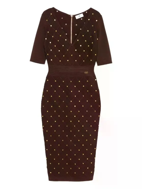 Elisabetta Franchi V-neck Geometric Embellished Dress