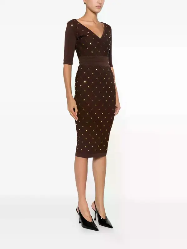 Elisabetta Franchi V-neck Geometric Embellished Dress
