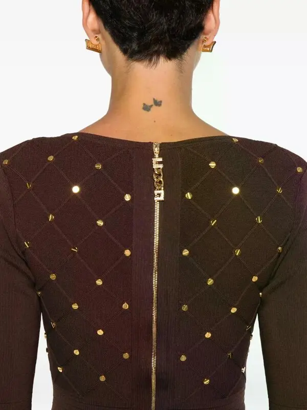 Elisabetta Franchi V-neck Geometric Embellished Dress