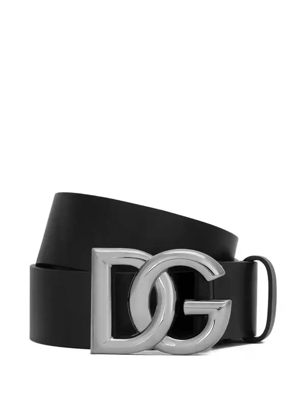 Dolce & Gabbana Leather Belt With Dg Logo - Black