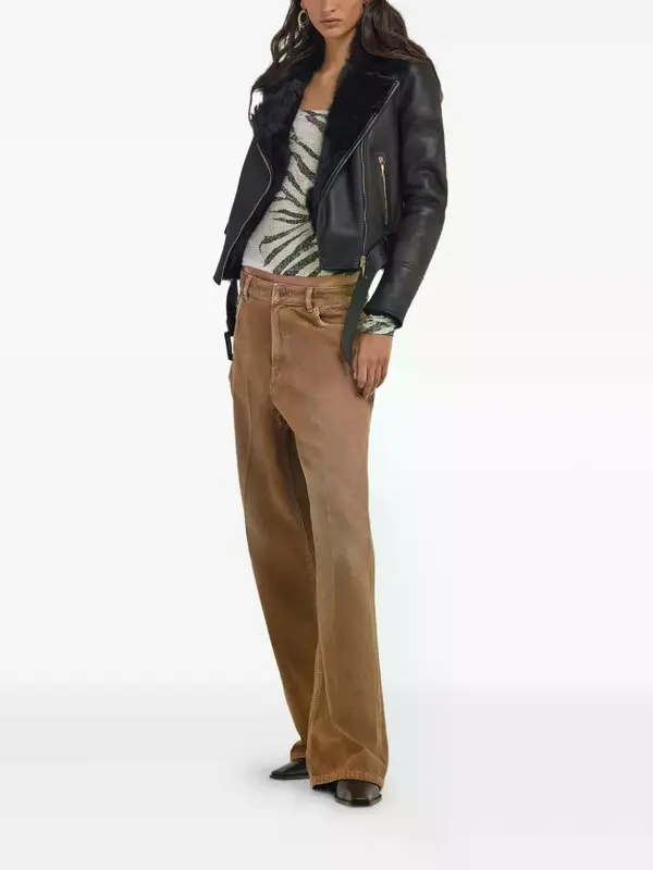 Roberto Cavalli Leather Jacket With Shearling Collar