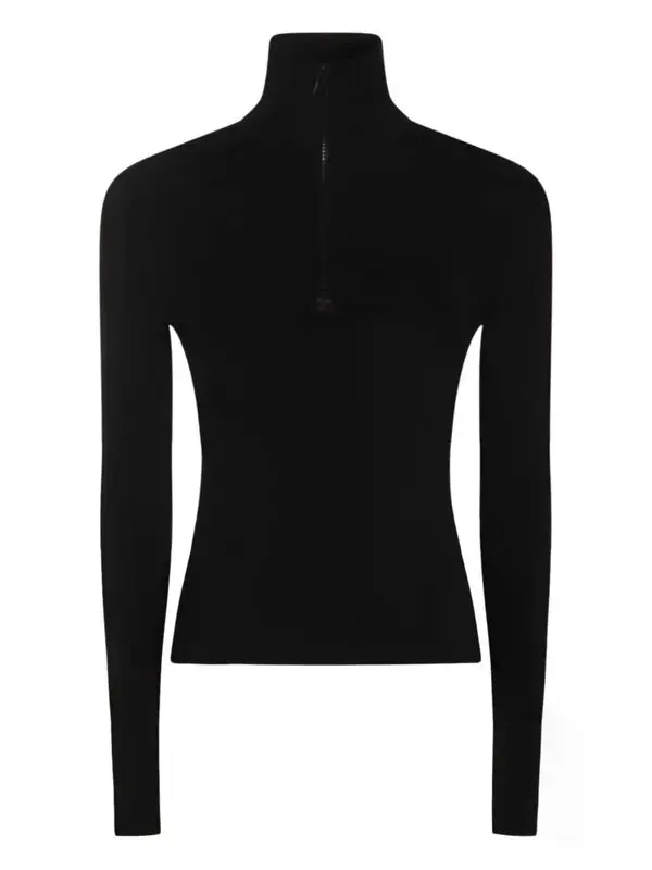COURREGES Zip-neck Wool Sweater - Black