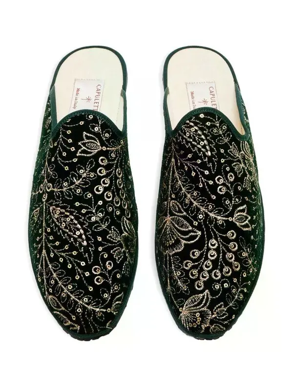 CAPULETTE Embroidered Velvet Mules