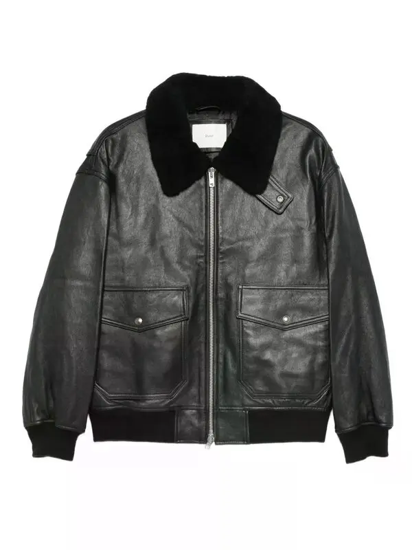 DUNST Shearling-collar Leather Jacket