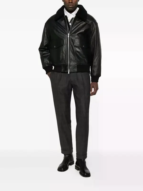 DUNST Shearling-collar Leather Jacket