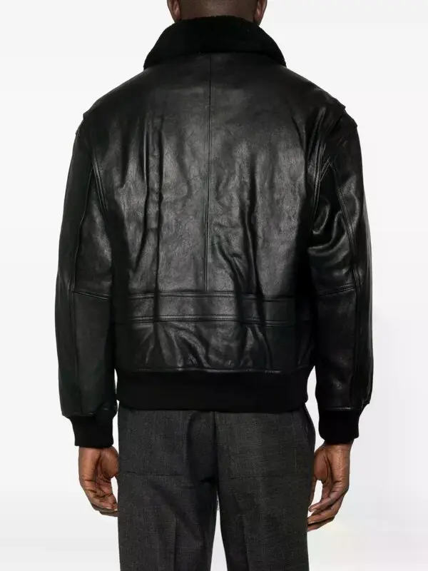 DUNST Shearling-collar Leather Jacket