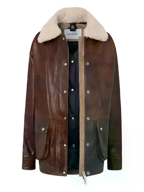 HALFBOY Shearling-collar Leather Jacket