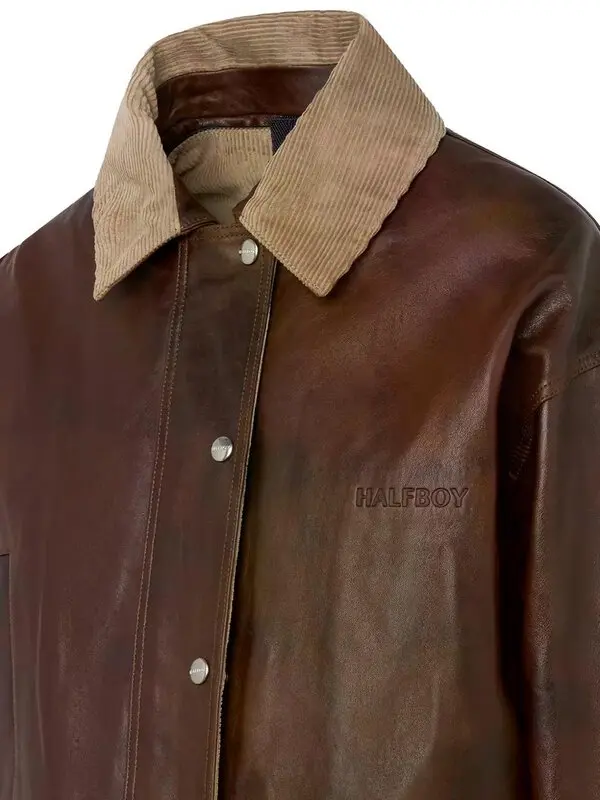 HALFBOY Shearling-collar Leather Jacket
