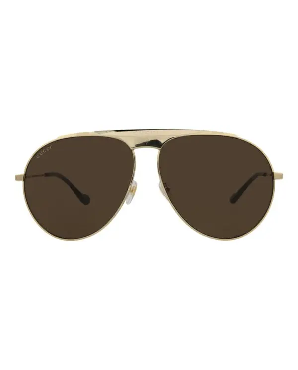 Gucci Aviator Metal Sunglasses - Gold Gold Brown (gg0908s/30010529/001)