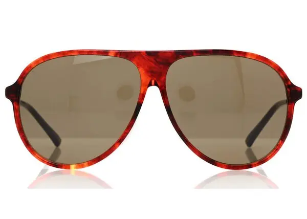 Gucci Acetate Shield Sunglasses - Shiny Red Havana