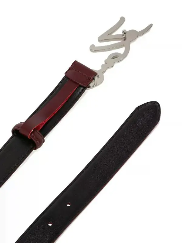Karl Lagerfeld Signature Logo Leather Belt - Red