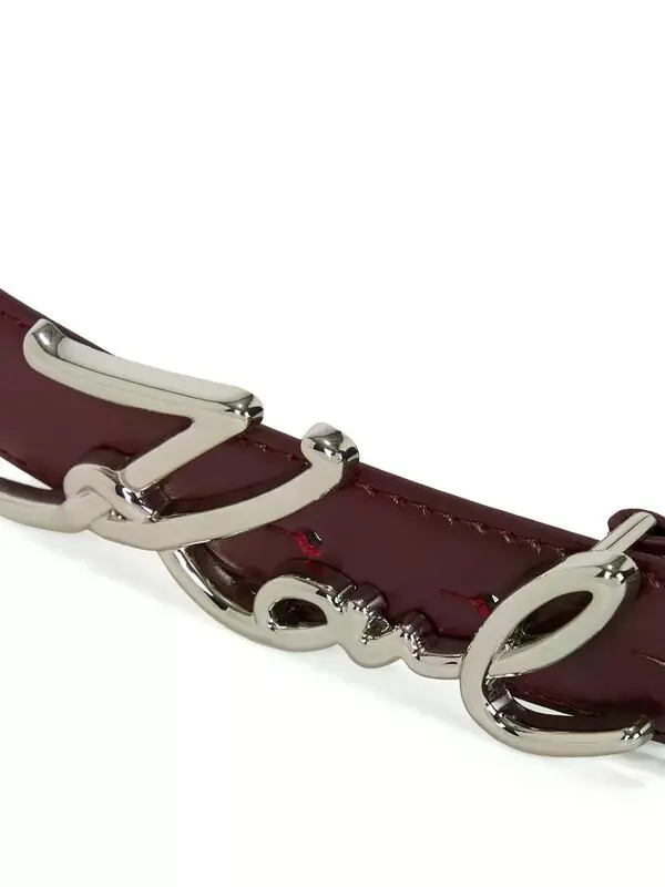 Karl Lagerfeld Signature Logo Leather Belt - Red