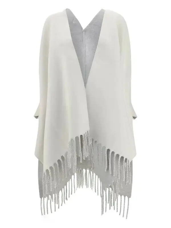 Brunello Cucinelli Fringed Poncho - White