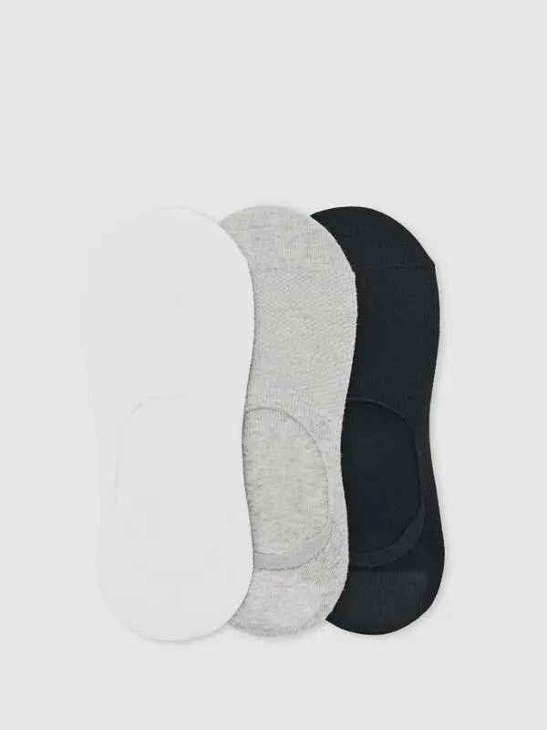 REISS Axis Invisible Trainer Socks - White/grey/black