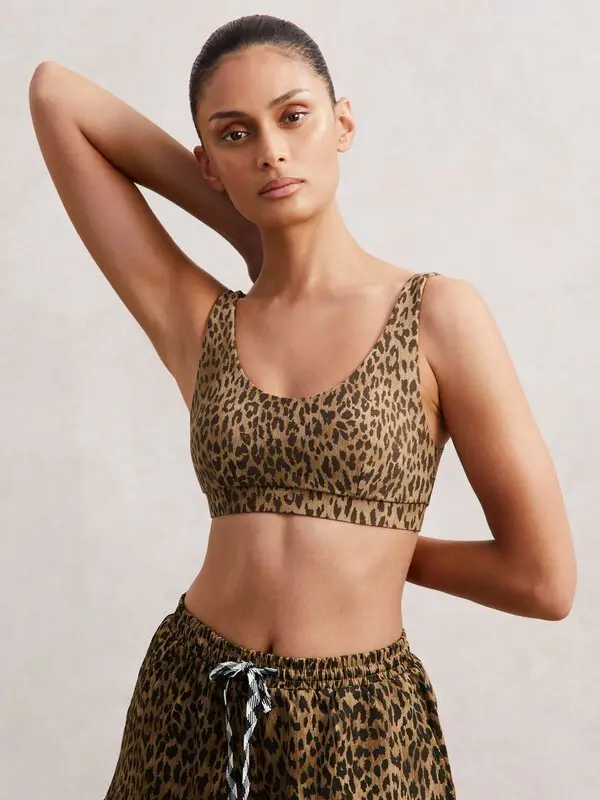 The Upside Leopard-print Scoop Bra