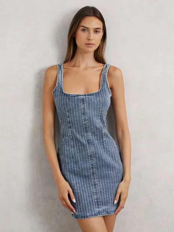 Good American Denim Rhinestone Dress