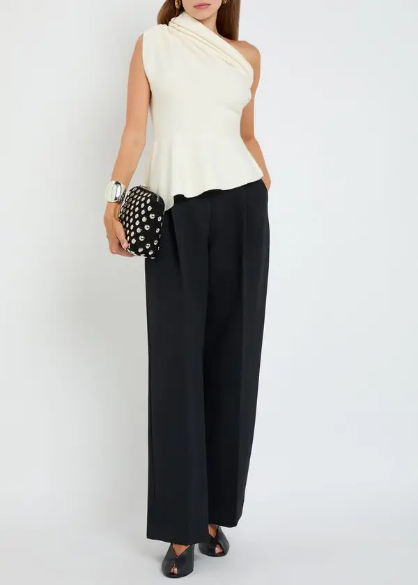 Khaite August Pleated Crepe Trousers - Black