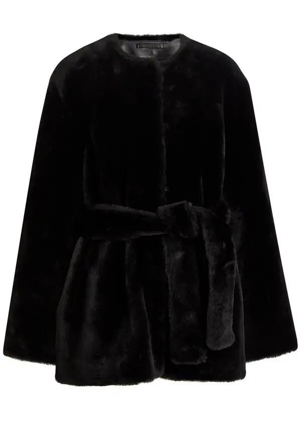 TOTÊME Belted Shearling Jacket - Black