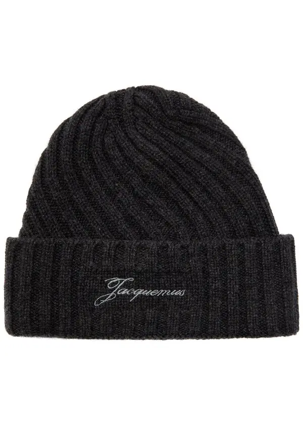 Jacquemus Le Bonnet Tourni Cashmere And Wool-blend Beanie - Dark Grey